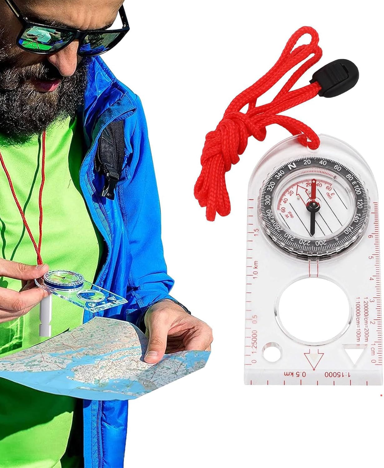 Navigation Compass Orienteering with Magnifying Glass and Scale ...