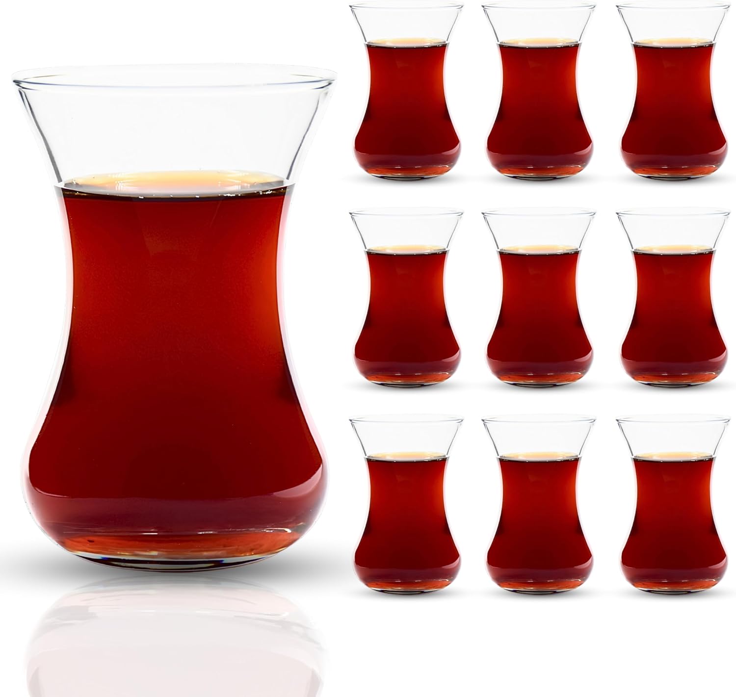Amazon.com | ums Turkish Tea Glass Set, 10 Glasses, Big Size, Slim ...
