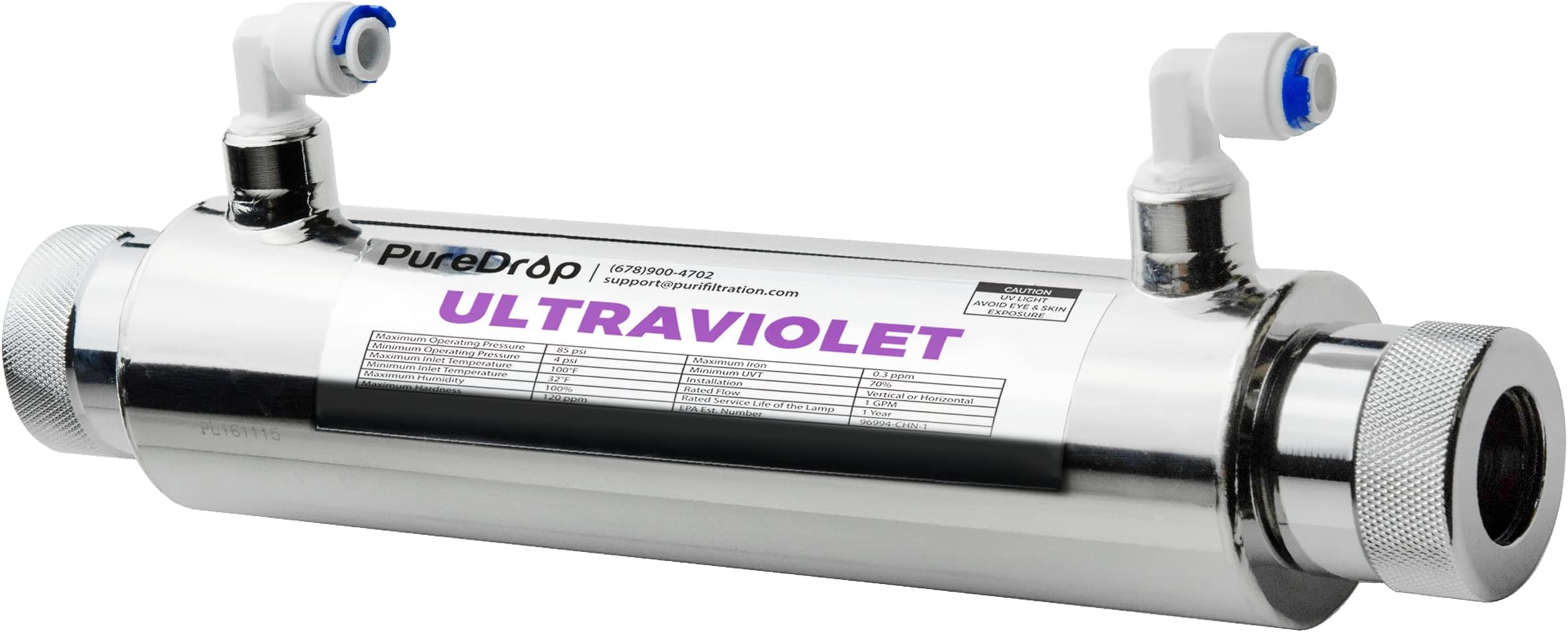 PureDrop UV Light Water Disinfection System with Smart Flow Sensor ...