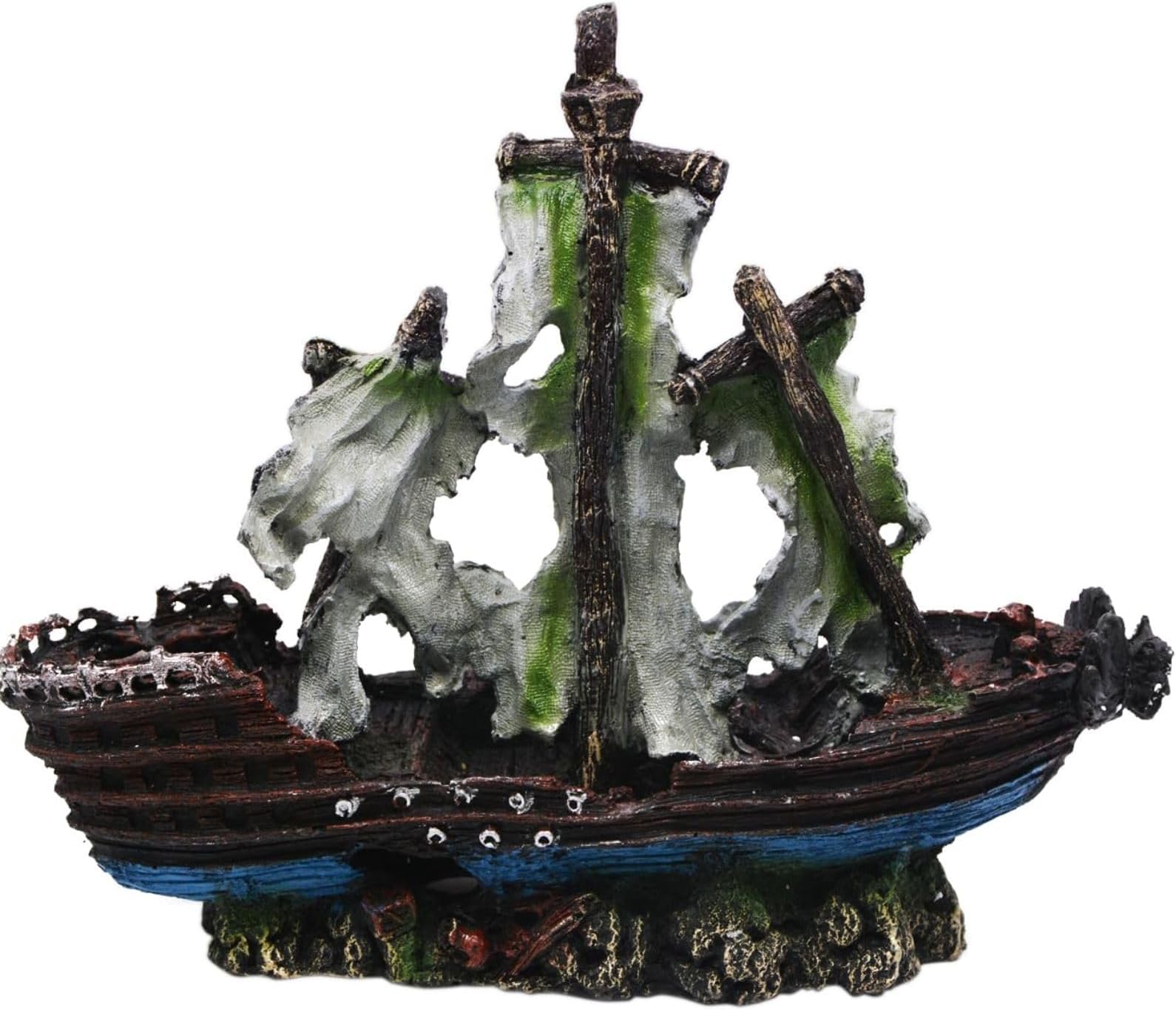 Amazon.com: Ulifery Aquarium Boat Shipwreck Sunken Pirate Ship Resin ...