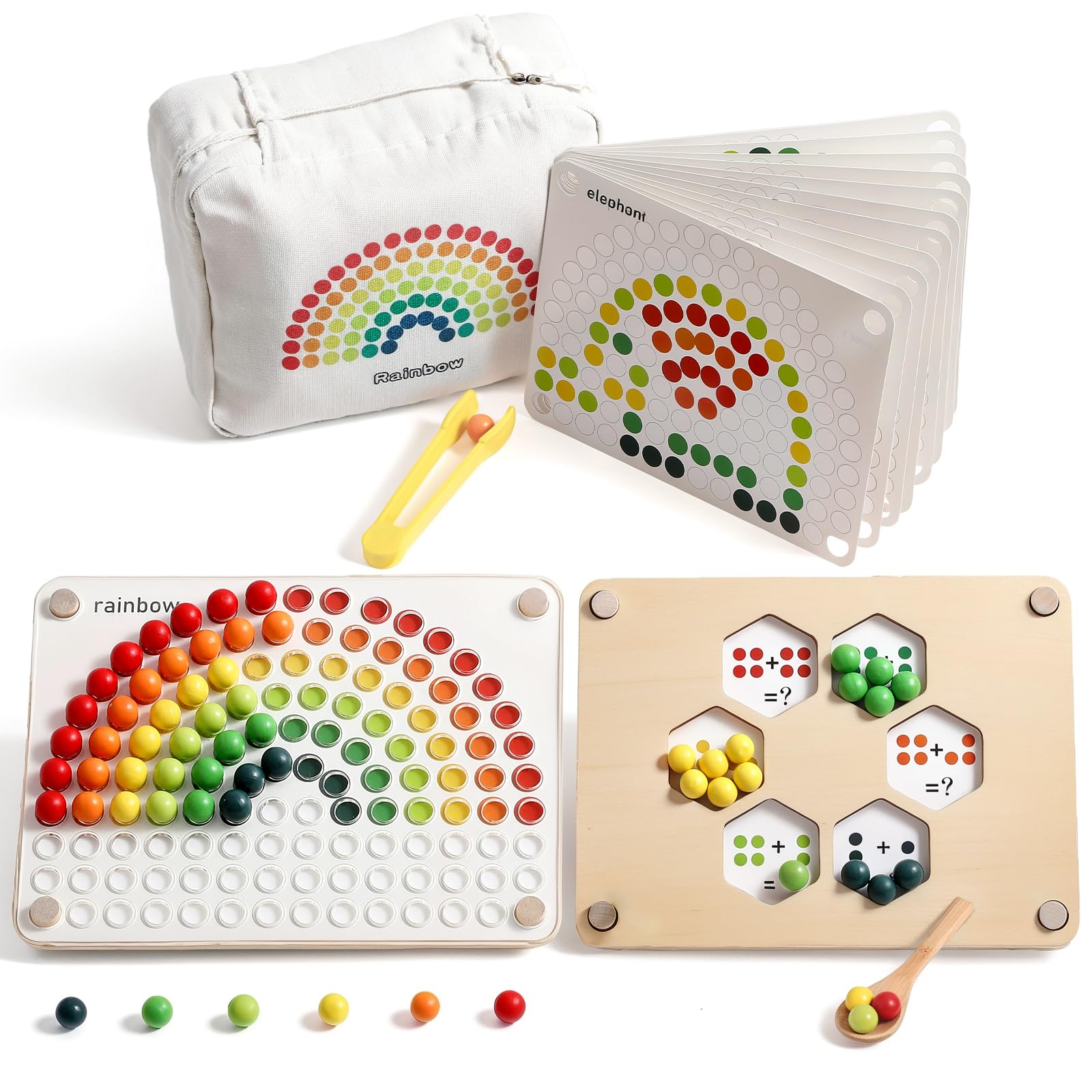 Amazon.com: ibwaae Wooden Peg Board Beads Game Color Matching Toys for ...