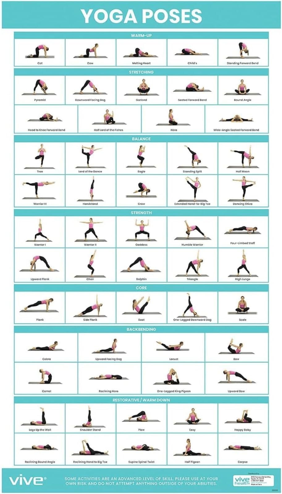 Vive Stretching Exercise Poster - Stretch Workout for Rehab, Gym, Home ...