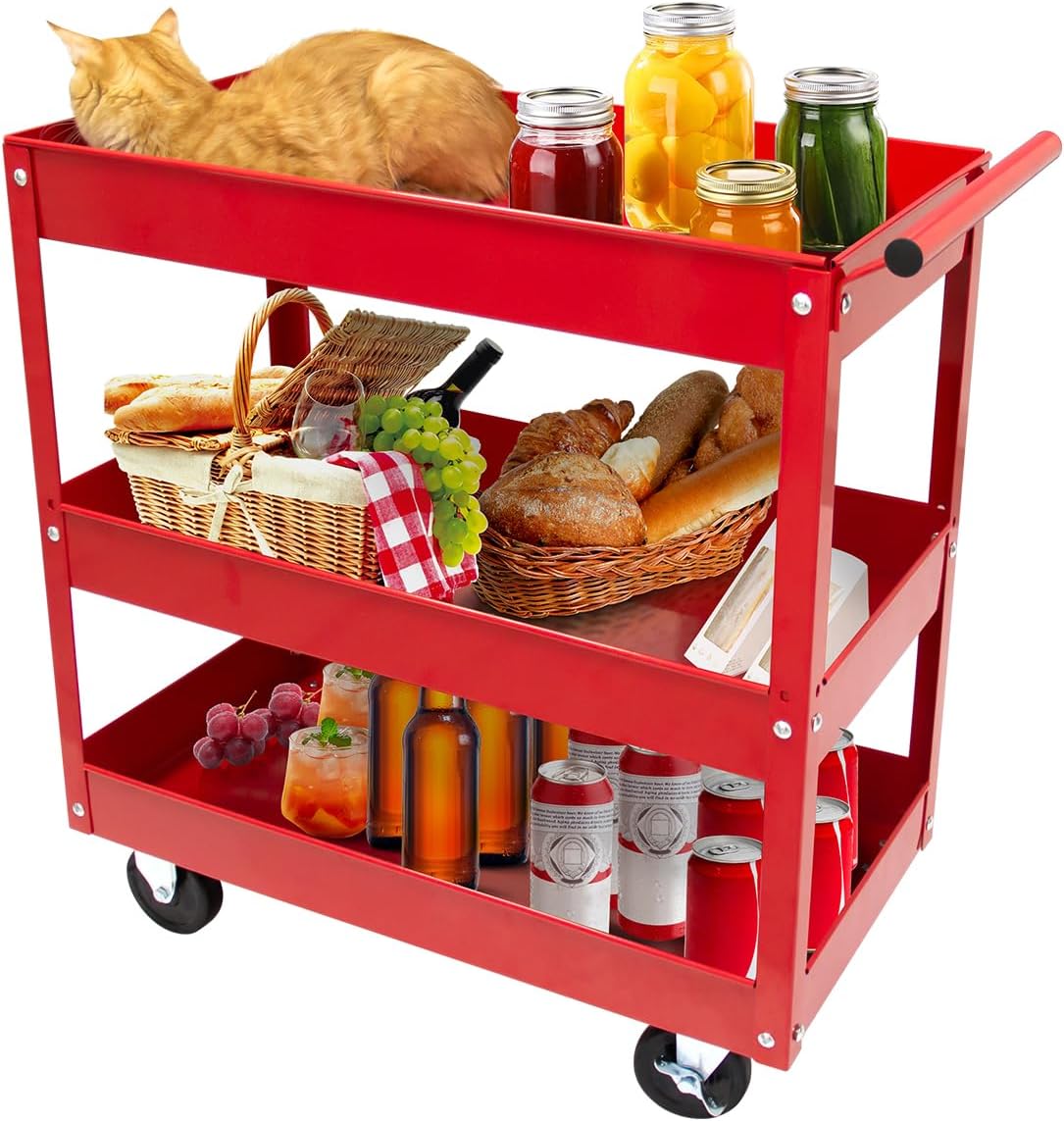 Amazon.com: HPDMC 3-Tier Service Cart 400 lbs Capacity Metal Cart on ...