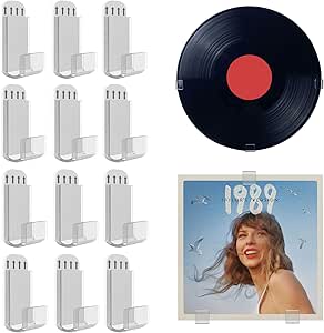 Cityjoy 12Pcs Vinyl Record Wall Display Holder, No Screws Wall Mount ...