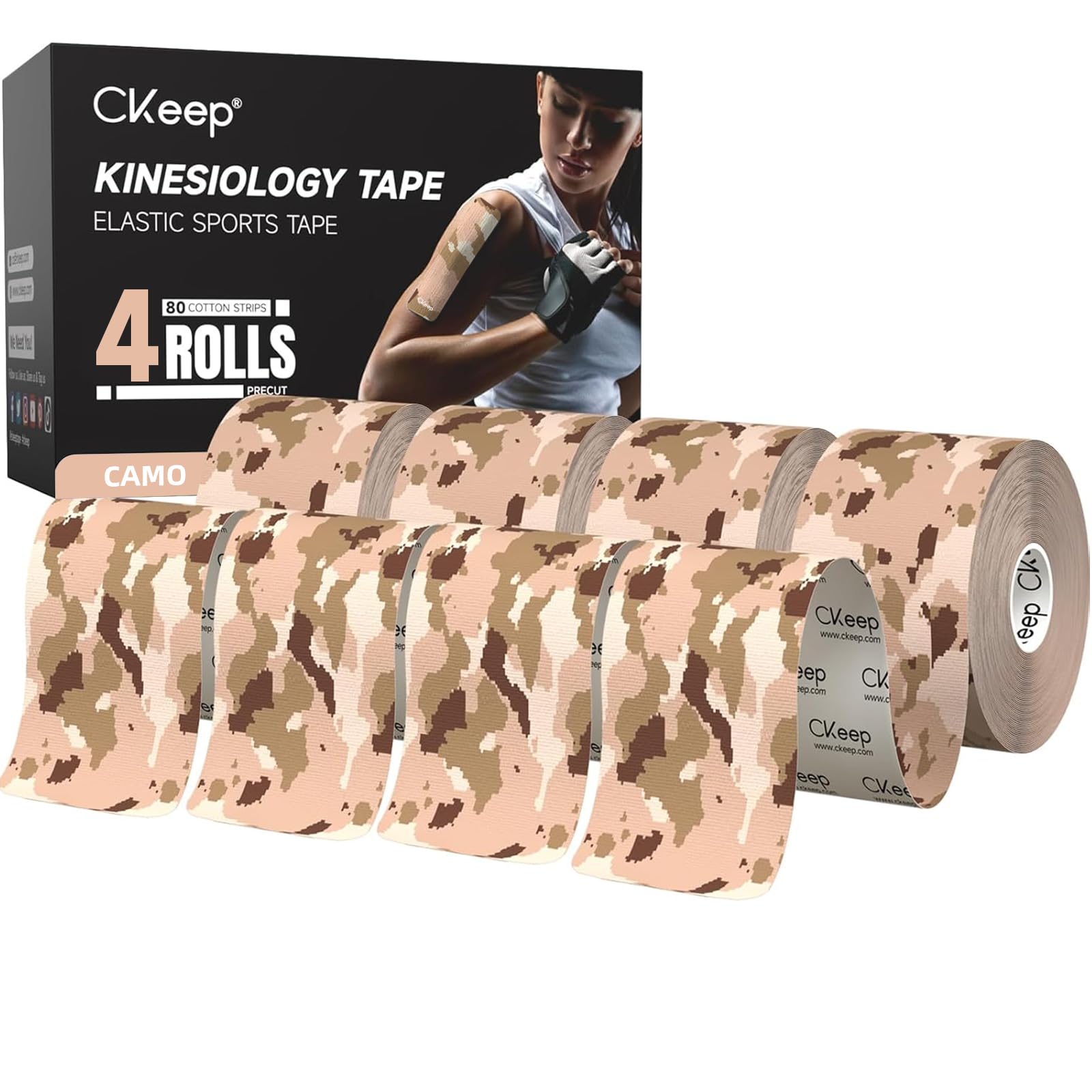 Amazon.com: CKeep 4 Rolls Kinesiology Tape, Original Cotton Elastic ...
