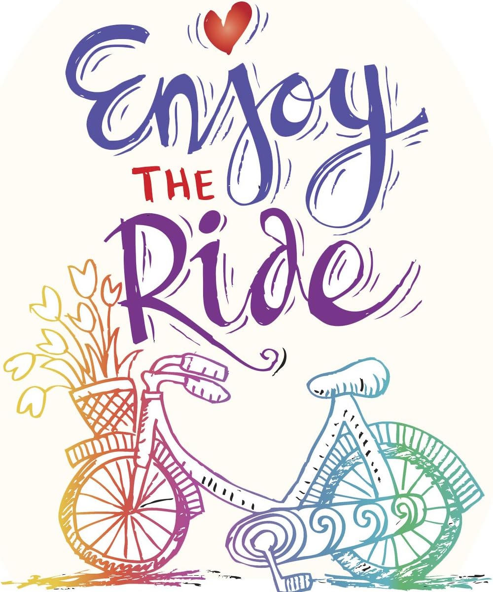 Amazon.com: Enjoy the Ride Rainbow Ombre Calligraphy Bike Icon Vinyl ...