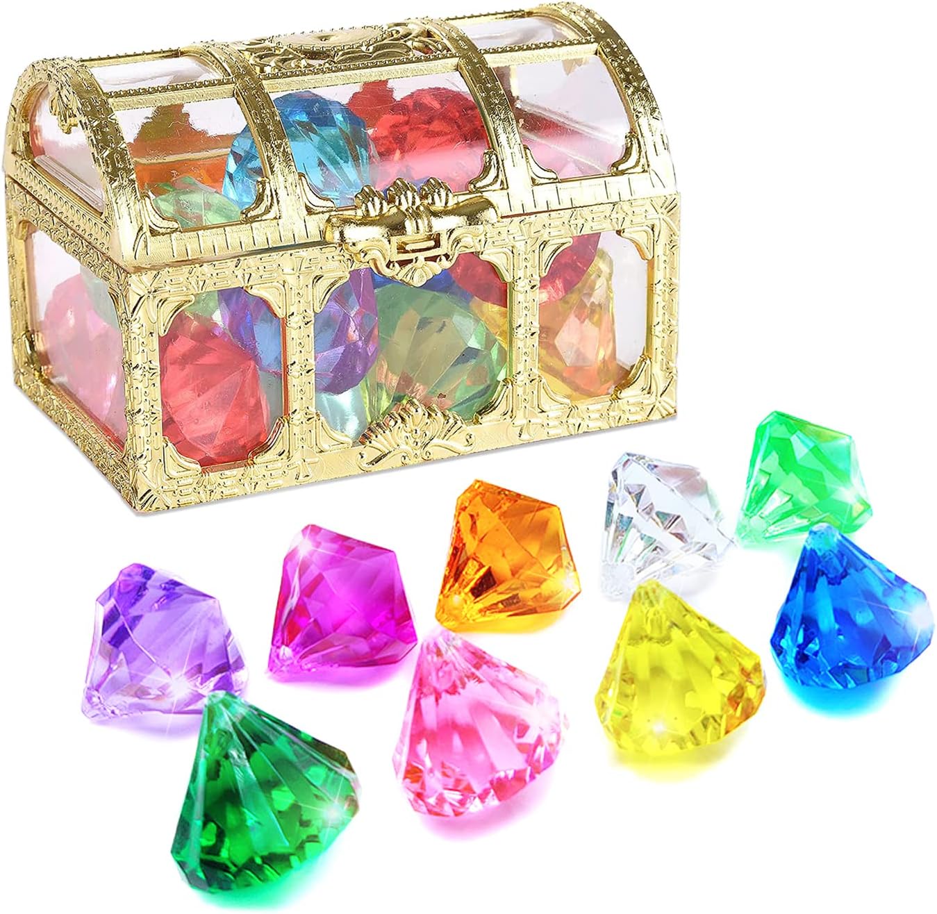 Diving Gem Pool Set, 10 PCS Multicolor Big Acrylic Diamond with Box for ...