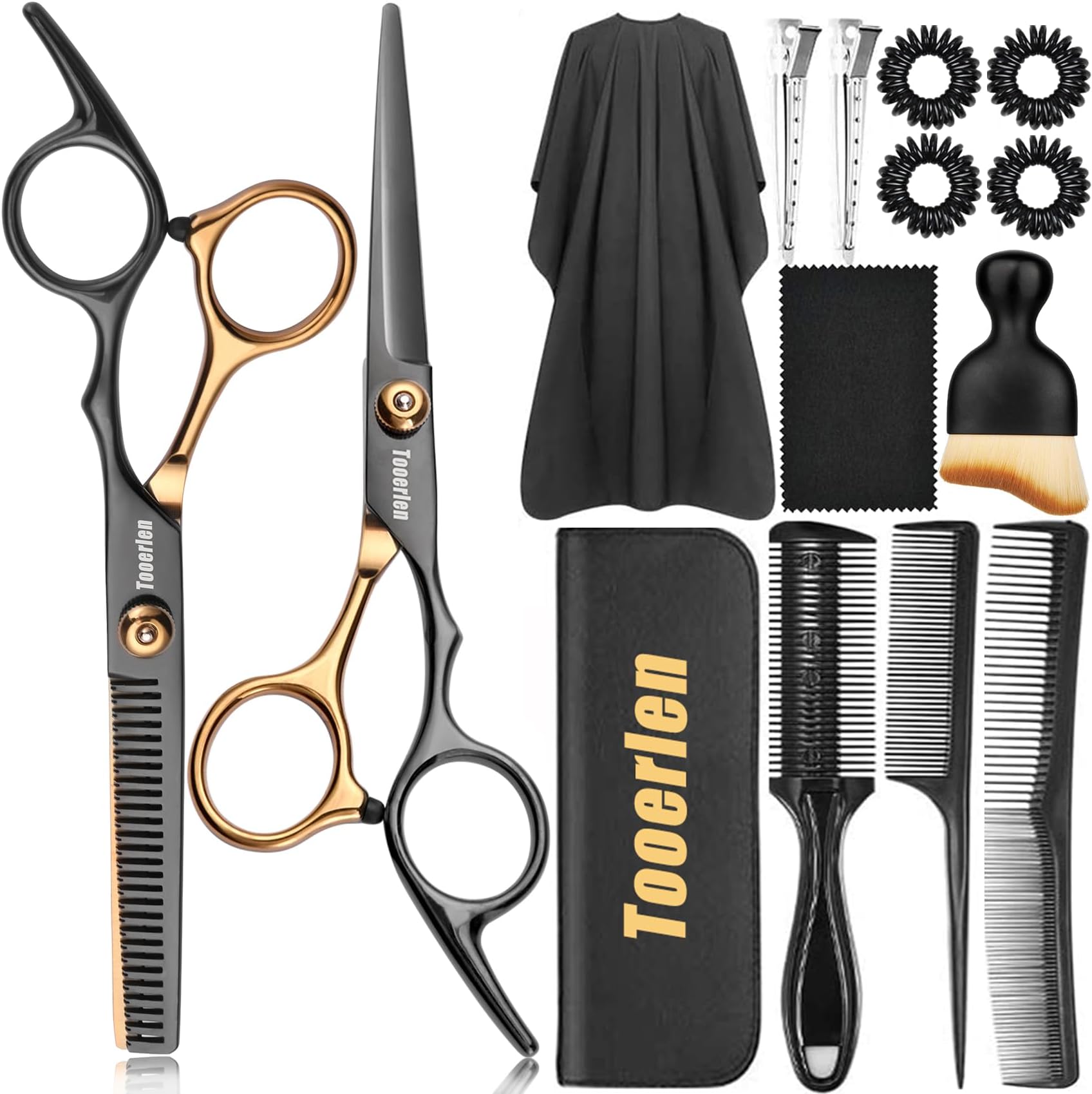 Amazon.com : Tooerlen Hair Cutting Shears Set 15Pcs Barber Scissors ...
