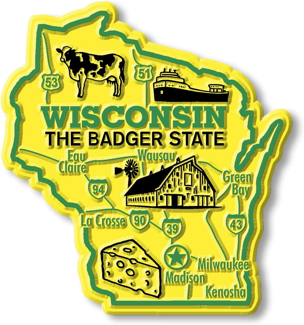 Amazon.com: Flagline Wisconsin - Acrylic State Map Refrigerator Magnet ...