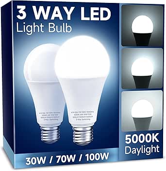 UNILAMP 3 Way LED Light Bulbs, 30/70/100W Equivalent, Daylight White ...