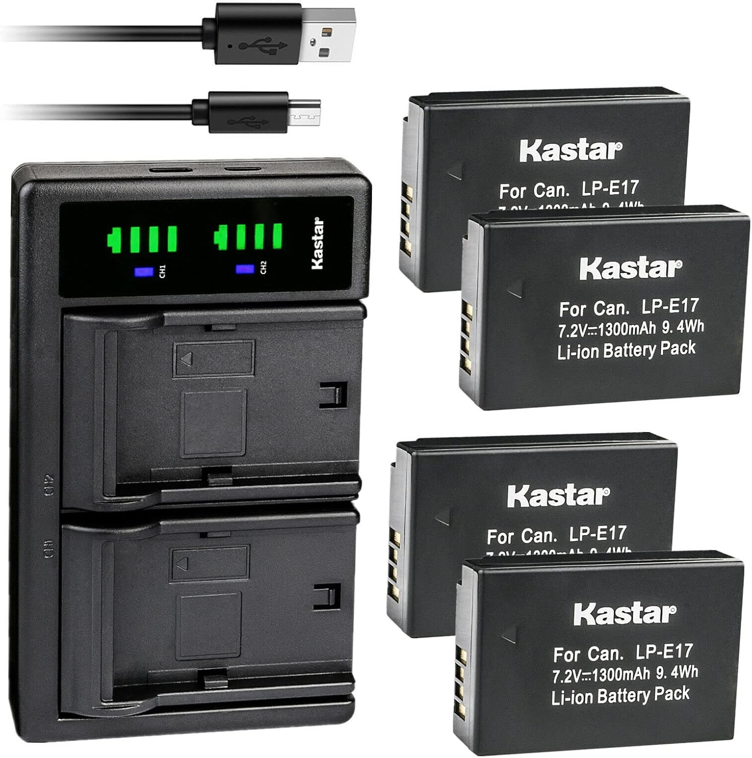 Amazon.com: Kastar 4-Pack Battery and LTD2 USB Charger Replacement for Canon LP-E17, 9967B02, BG ...
