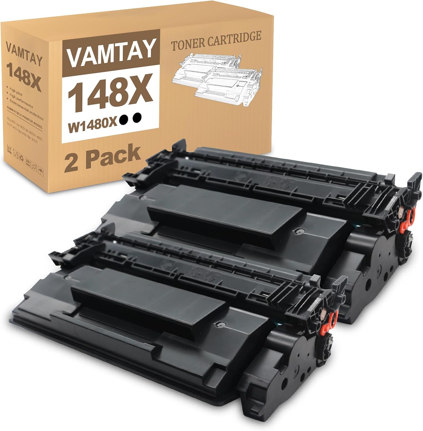 Amazon.com: 148X W1480X Toner Cartridge 2 Pack Black High Yield ...