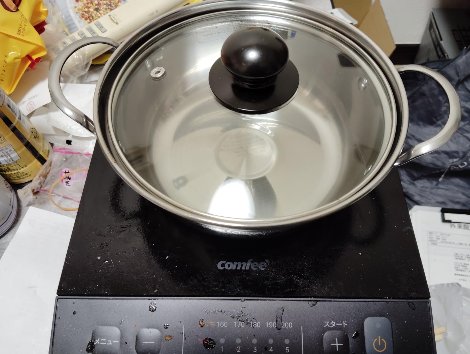 Amazon | COMFEE' クッキングヒーター IH式 薄型 1000ワット 3種メニュー 揚げ物 3段保温 炒め料理 CIC-10GKBLA1【メーカー1年保証】 | COMFEE ...