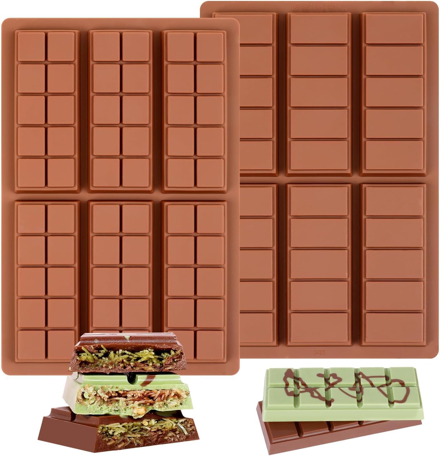 Fimary Chocolate Bar Mold - Non-Stick Silicone Chocolate Molds, Food ...