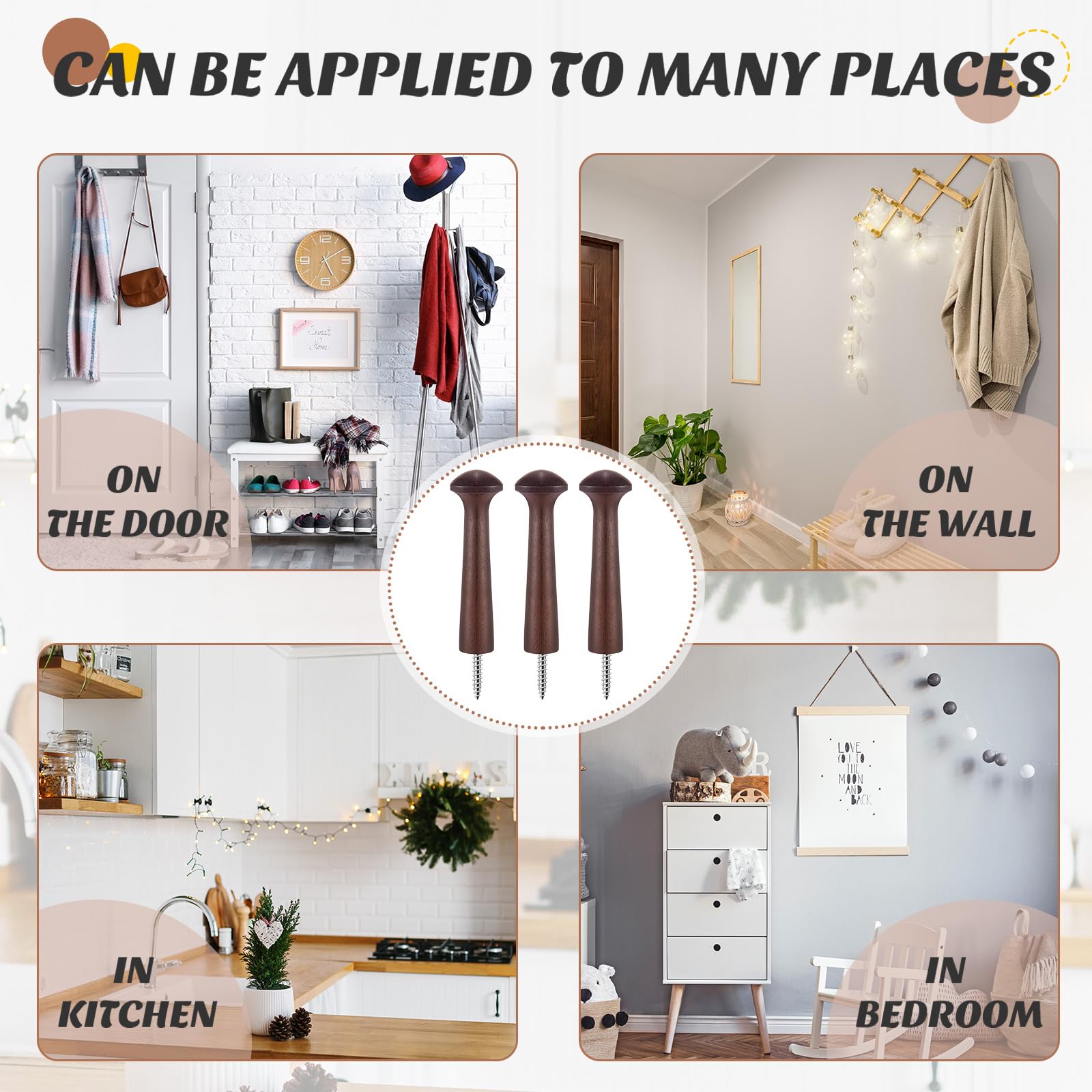 Snapklik.com : 20 Pieces Wooden Shaker Peg Screw-on Pegs 3.62 Inch Long ...