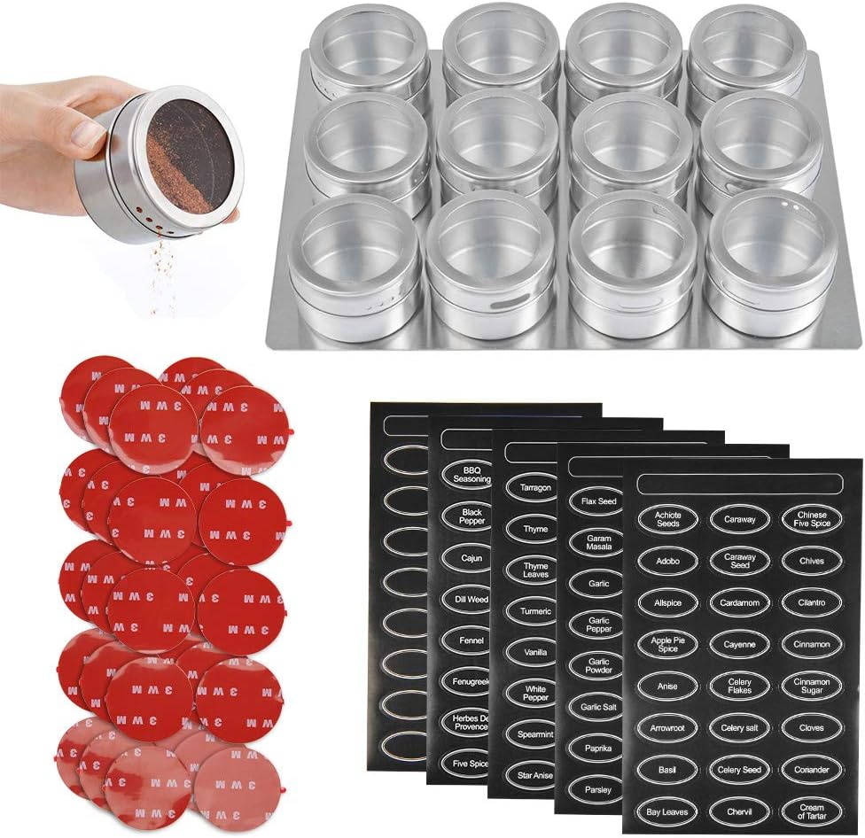 Amazon.com: FOCCTS Magnetic Spice Tins 12, Magnetic Spice Jars ...