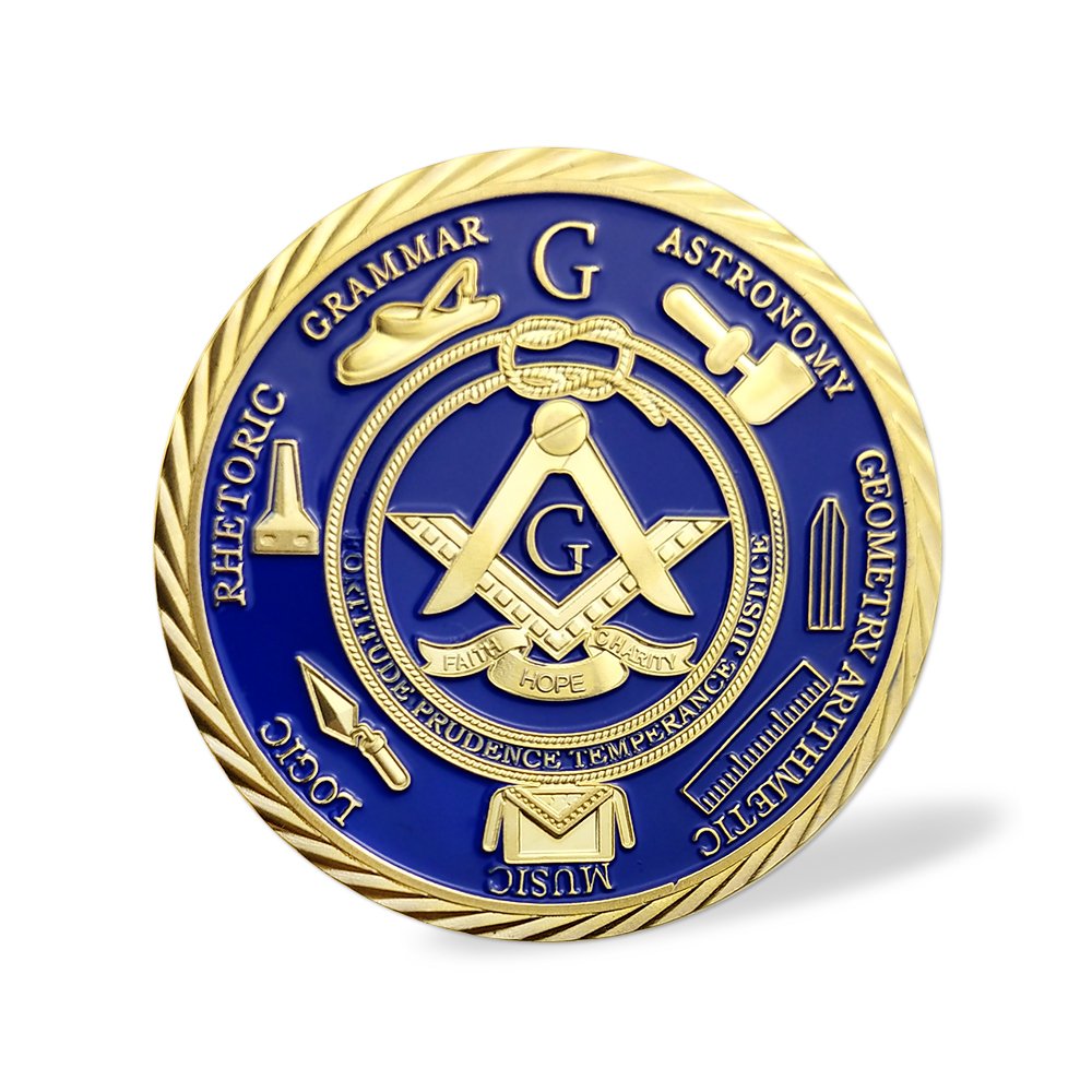 Masonic Challenge Coin Masonic Brotherhood Coin Gold & Blue Freemasonry ...