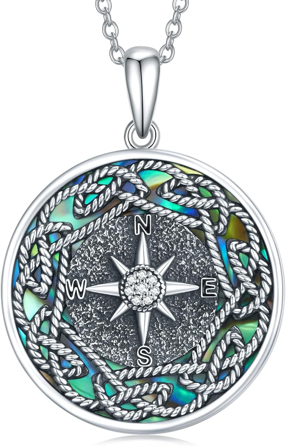Amazon.com: Feijiesi Compass Necklace for Women 925 Sterling Silver ...