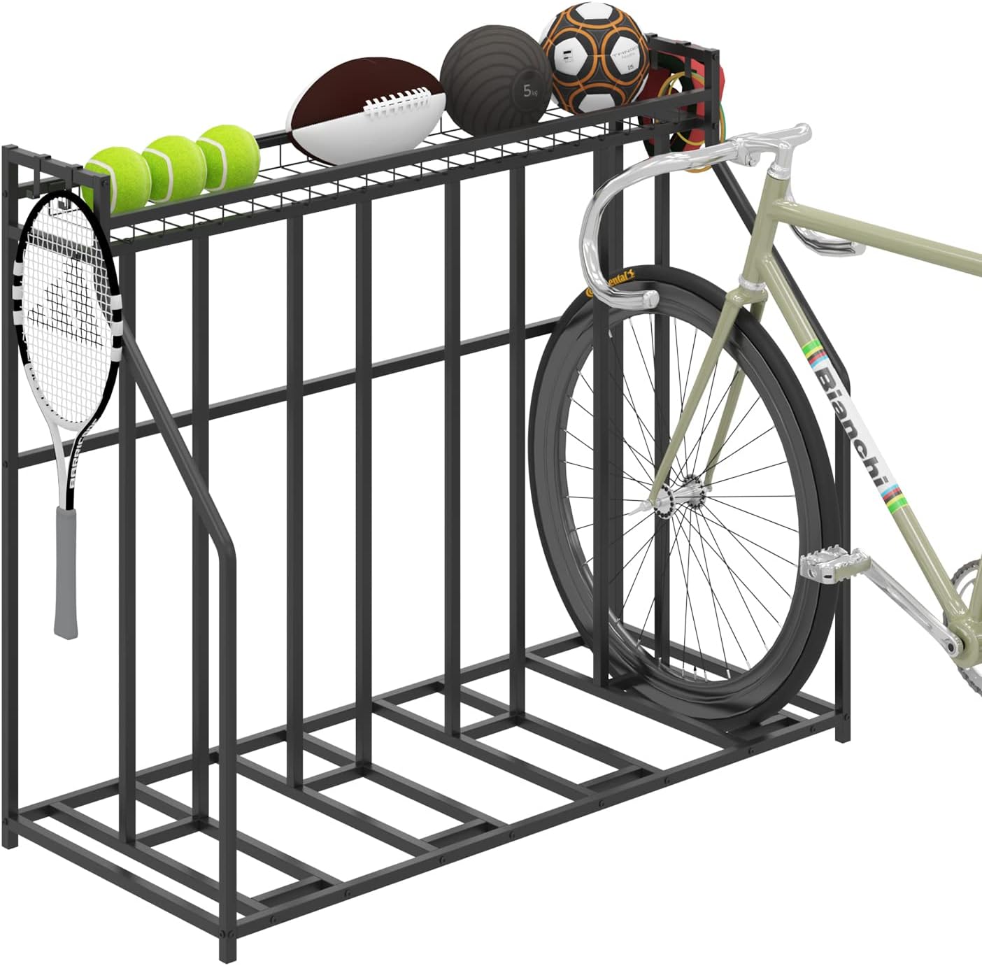 Amazon.com: 4 Bike Stand Rack with Storage, Heavy Duty Garage Organizer ...