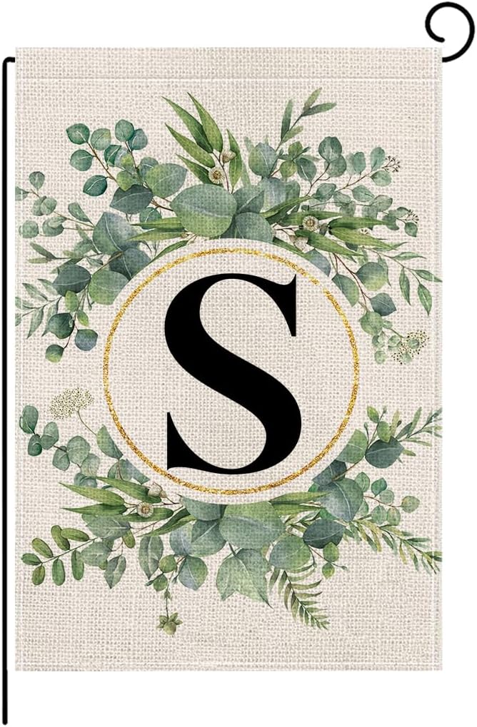 Amazon.com : wyooxoo Monogram Letter S Floral Garden Flag 12x18 Inch ...