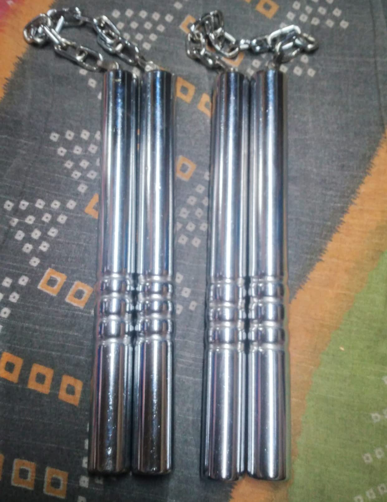 M.N.Karate Steel NUNCHAKU HANDL 10 INCHES Chain 9 INCHES : Amazon.in ...