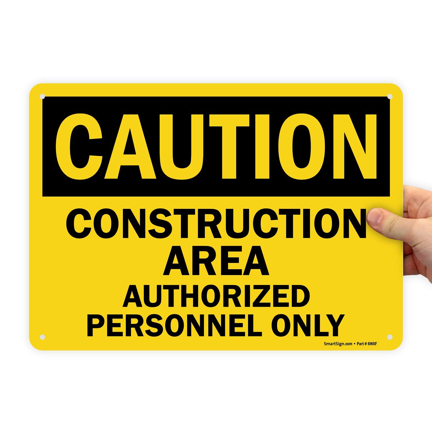 Amazon.com: SmartSign "Caution - Construction Area, Authorized ...