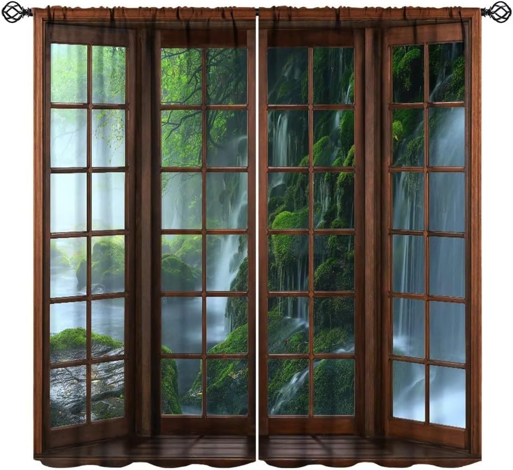 Amazon.com: Waterfall Curtains, Natural Rainforest Waterfall Mountain ...