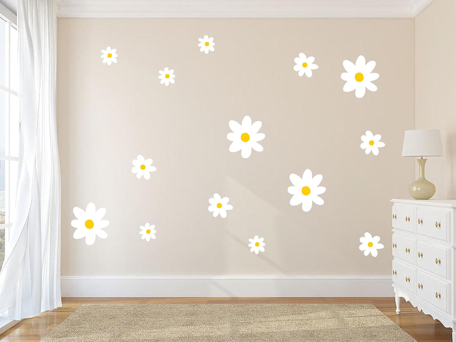 Amazon.com: Daisy Wall Decals - Boho Daisy Wall Stickers Nursery Decor ...