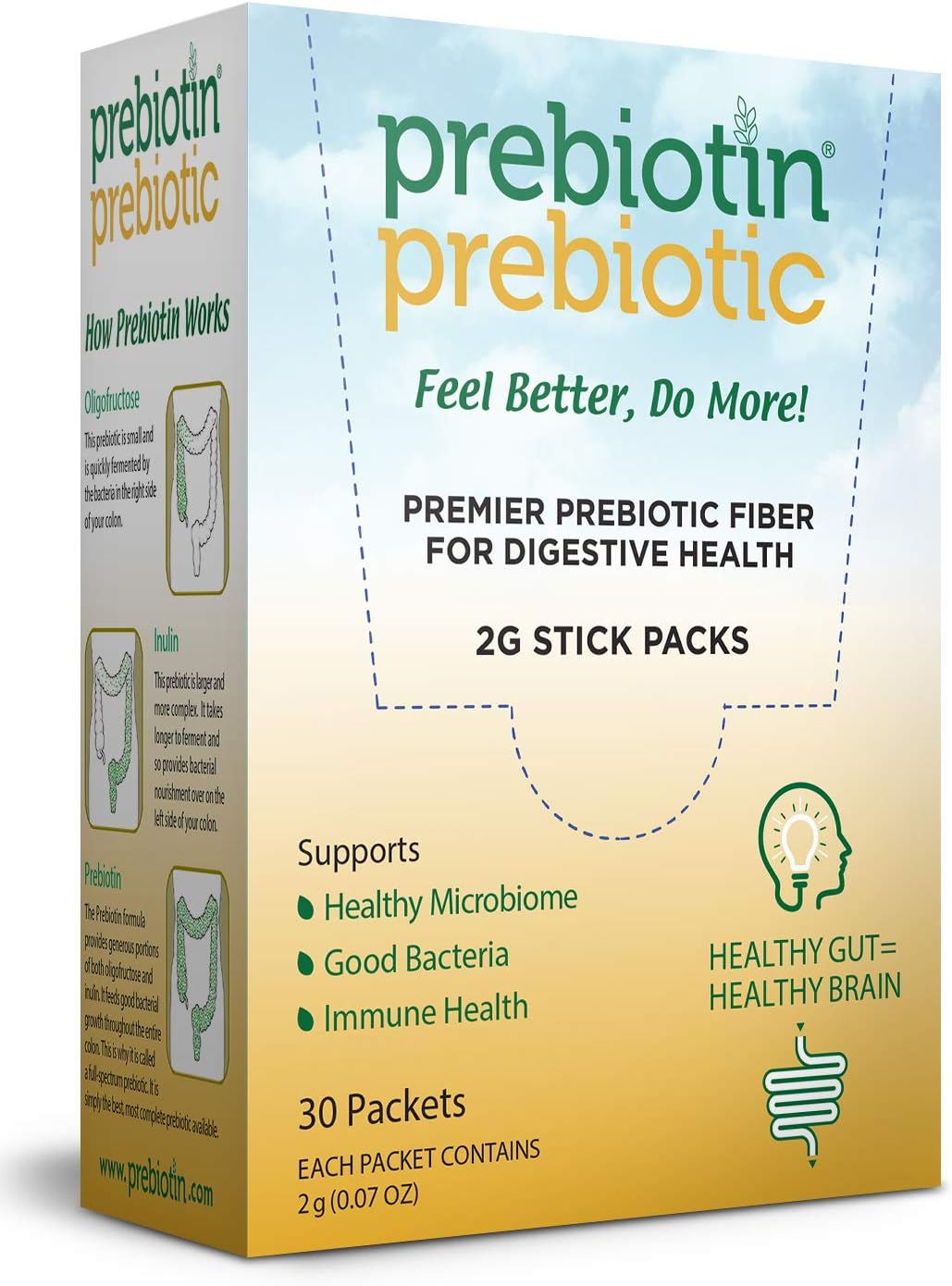 Prebiotin Prebiotic Dietary Supplement Fiber Powder | 2 Gram Stick ...