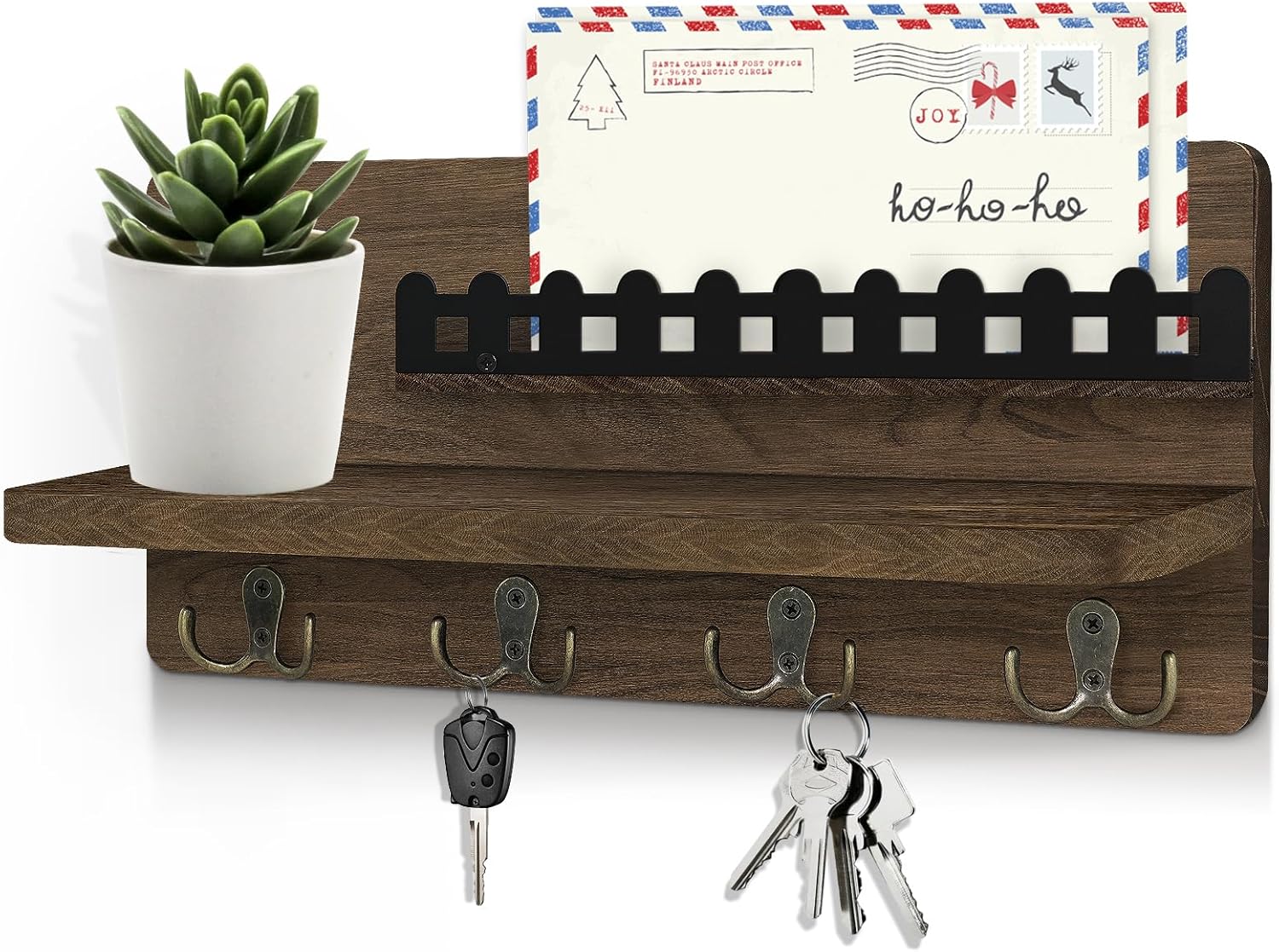 Amazon.com: Large Wooden Key Holder for Wall, Mail Organizer Wall Mount ...