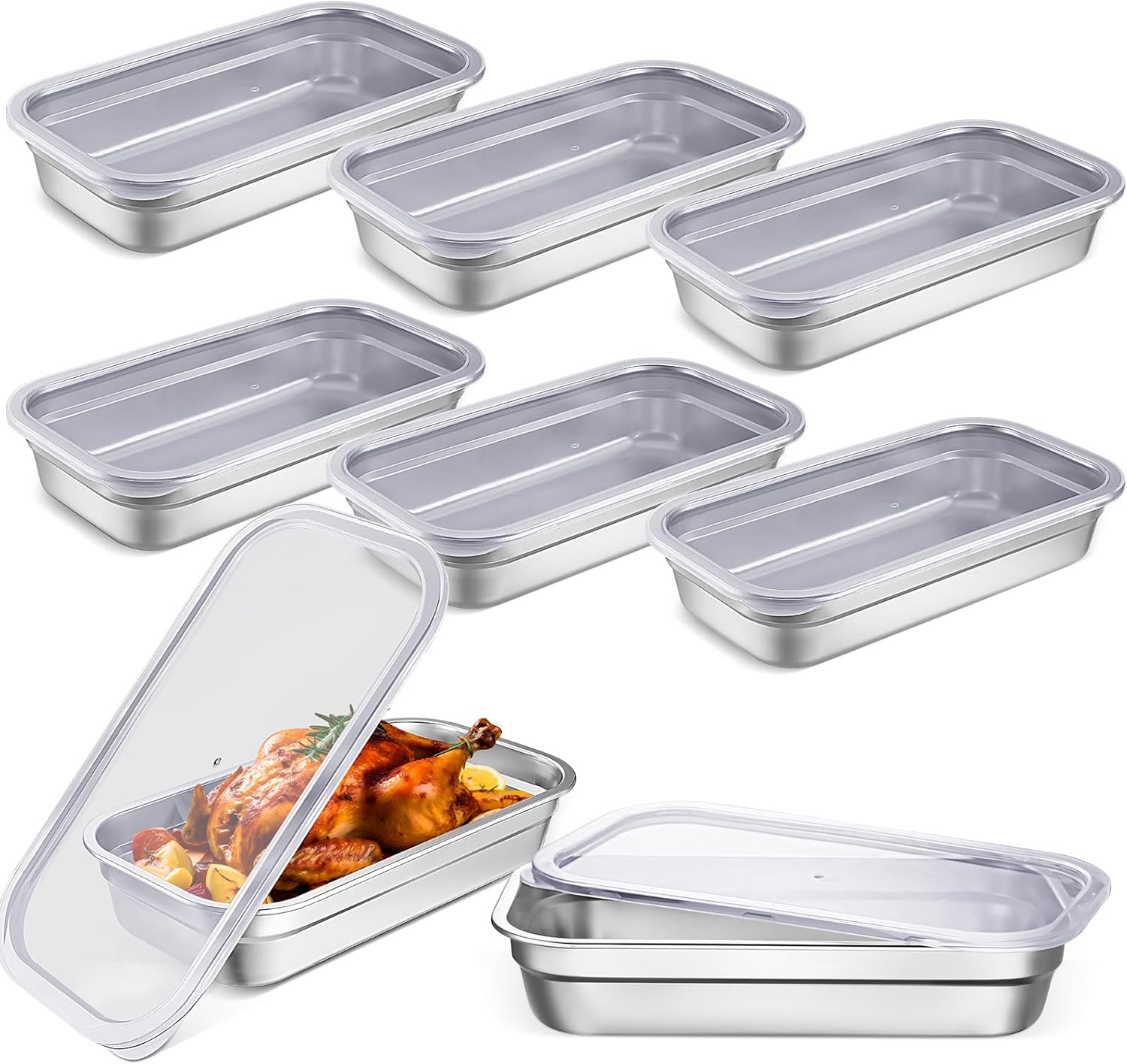Amazon.com: Suttmin 8 Pcs Stainless Steel Food Containers with Lids 1/3 ...