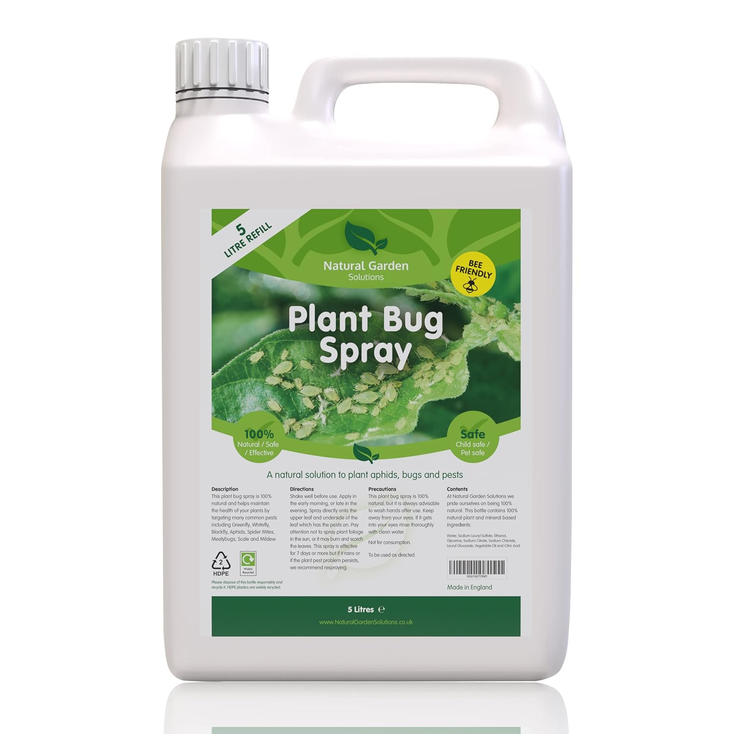 Organic Eco Plant Bug Spray Big Value 5L Refill Bee Friendly Flowers ...