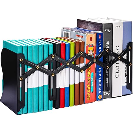 Amazon.com: Kingsmile Bookends, Book Ends, Metal Book Ends for Shelves ...