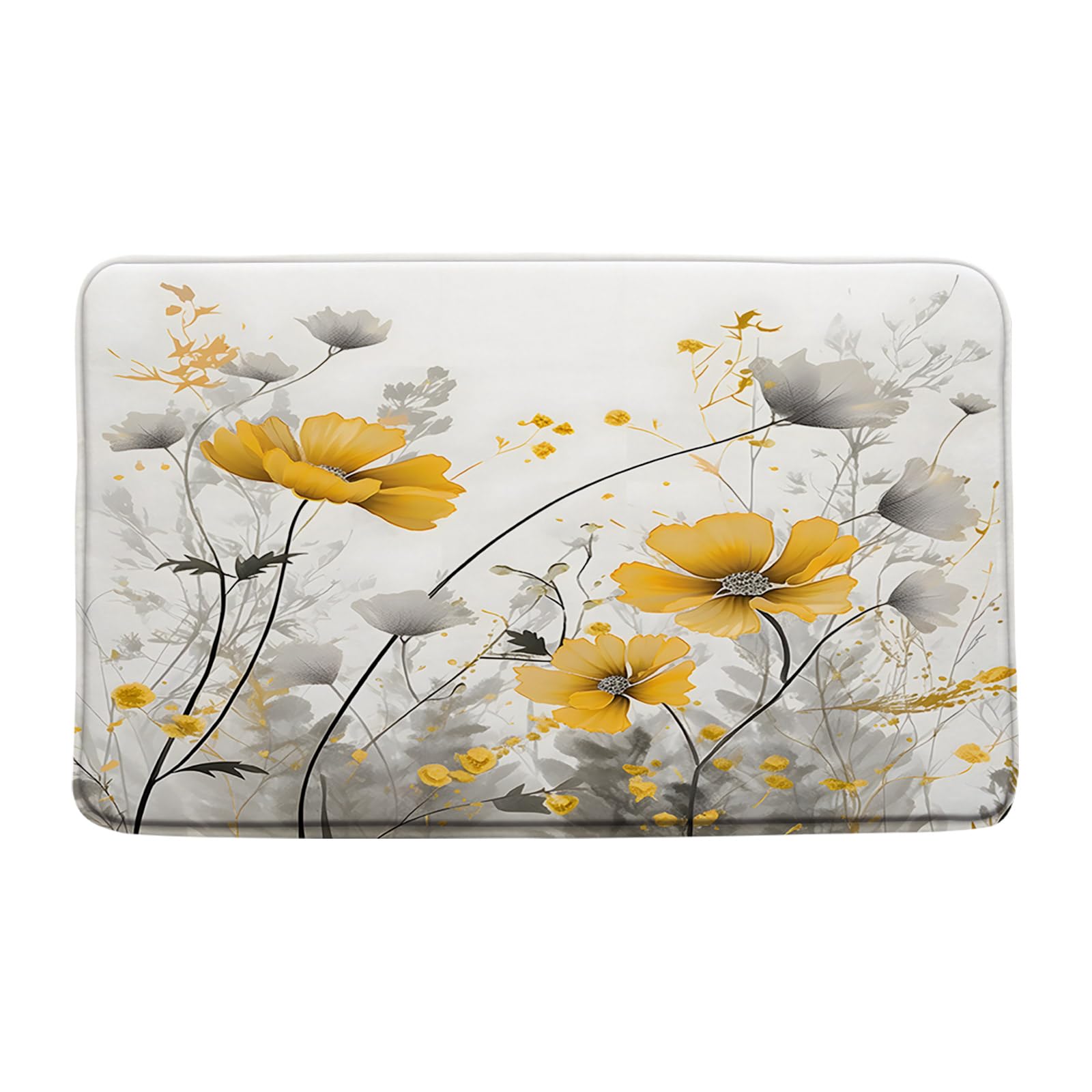 Amazon.com: ZNLSU Yellow Flower Bath Mat Rustic Farmhouse Watercolor ...