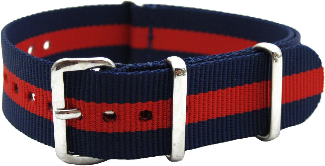 Amazon.com: HNS 22mm Navy Red Strip Heavy Duty Ballistic Nylon Watch ...