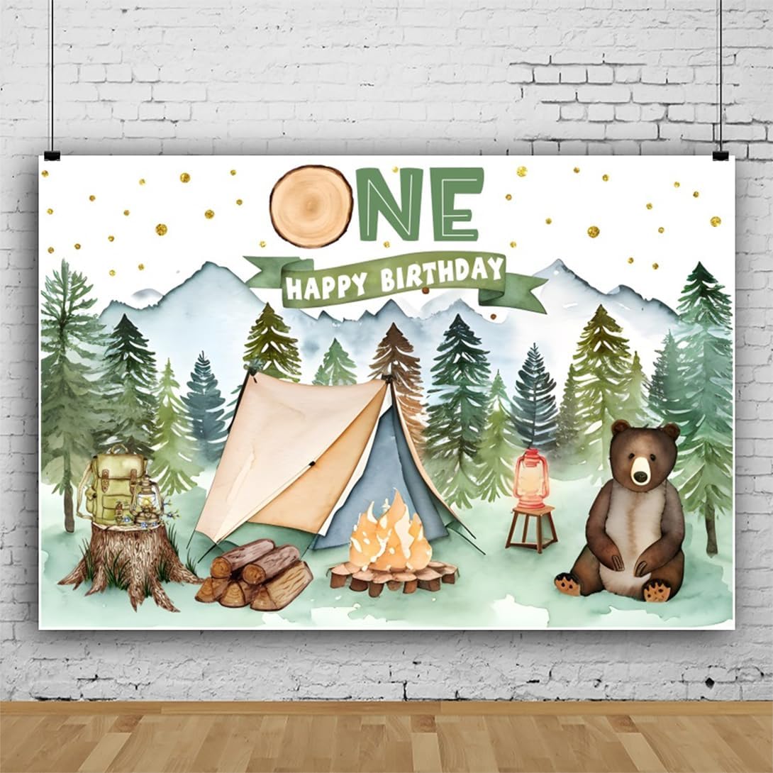 Amazon.com : 7x5ft Vinyl One Happy Camper Backdrop Boys Adventure ...