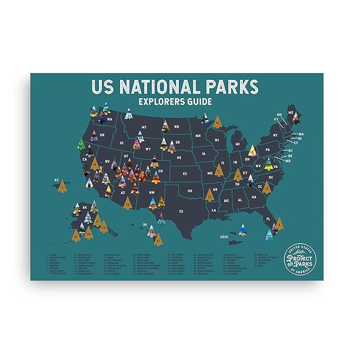 Buy Epic Adventure Maps US National Parks Scratch Off Poster, National ...