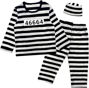 Amazon.com: Wosixima Child Lawless Prisoner Costume Set Kid Black and ...