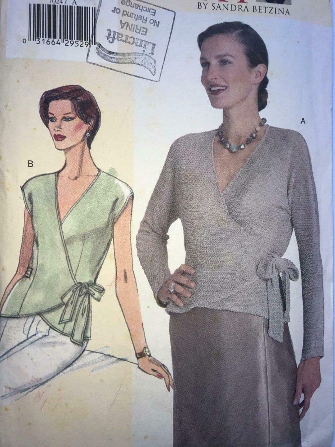 Amazon.com: Vogue 7024 Sewing Pattern Misses Ladies Wrap Top Size A-B-C ...