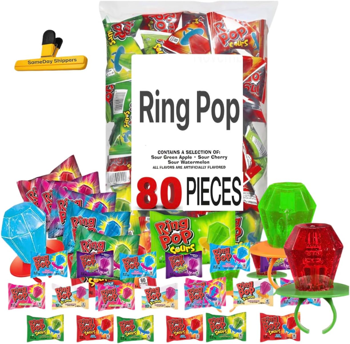 Amazon.com : Ring Pop Hard Candy Pops, Variety Pack, 560 grams, 40 ...