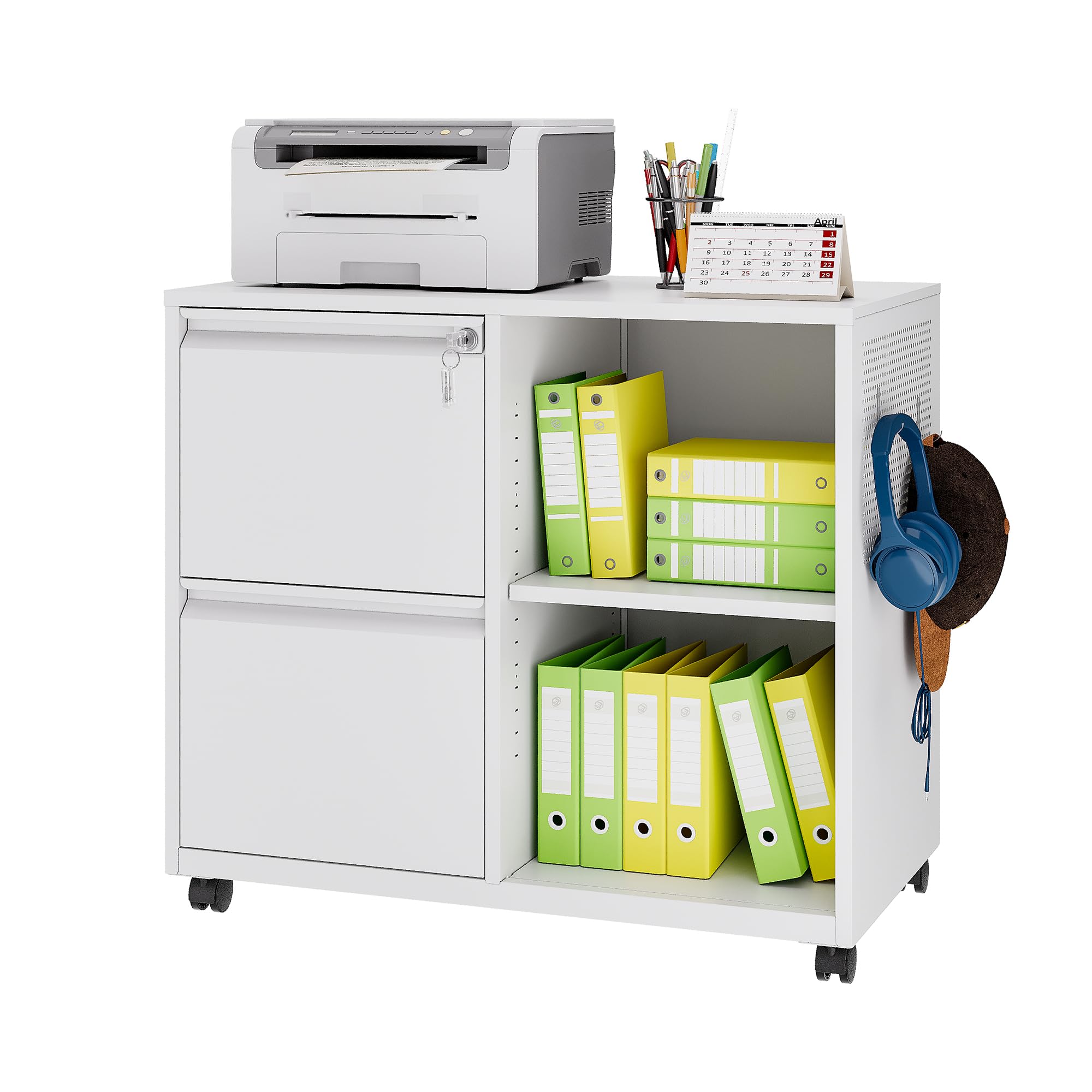 Amazon.com: NODHM Mobile Filing Cabinet with Lock,Metal Lateral File ...