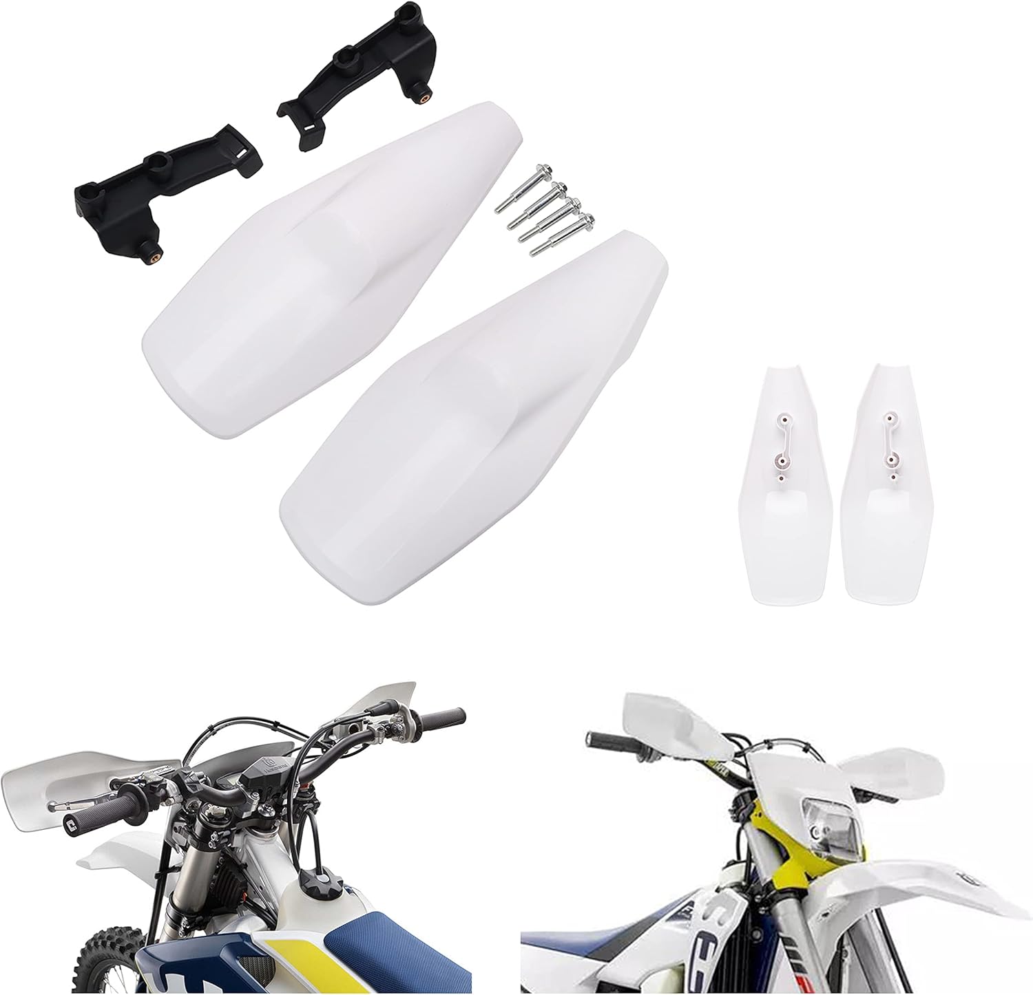 Amazon.com: Motorcycle Dirt Bike Handguards Hand Guards White PP ...