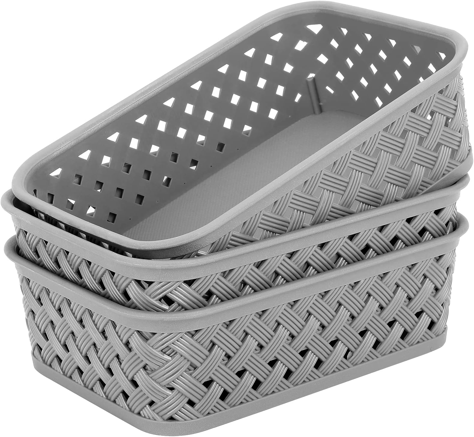 Amazon.com - Idotry 6-Pack Slim Plastic Storage Trays Baskets, Black ...