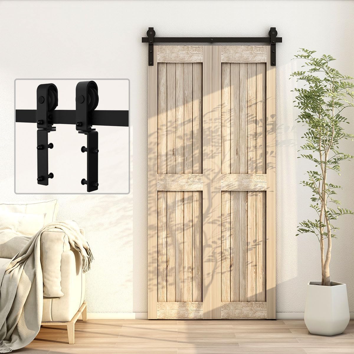 Amazon.com: AONAYIOA 48"/4FT Bi-Folding Sliding Barn Door Hardware Kit ...