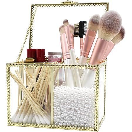 Amazon.com: Mirror Glass Qtip Dispenser Apothecary Jars Bathroom - Qtip ...