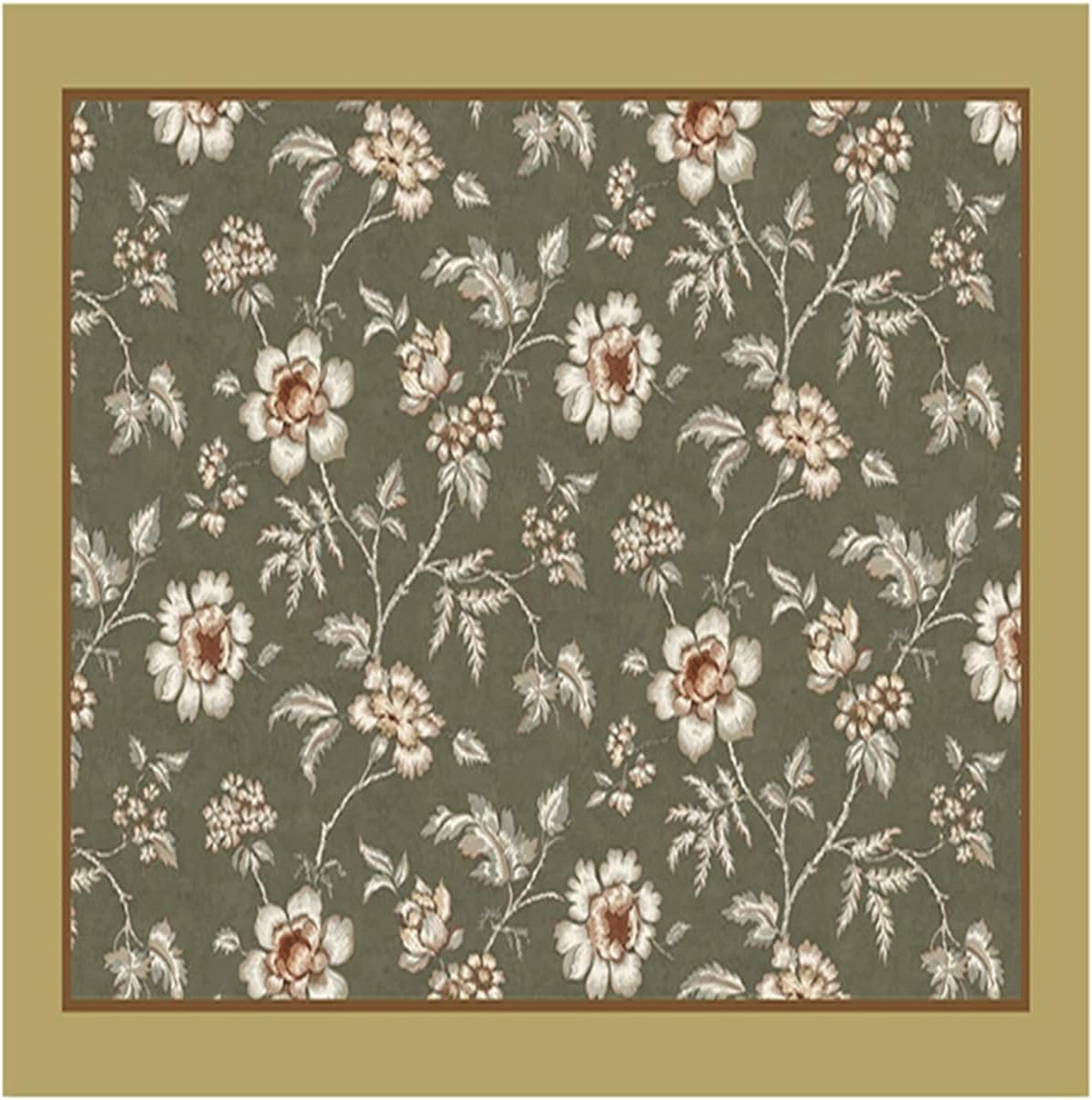 VELLOW Area Rugs 5 ft 3 in x 5 ft 3 in, Deep Lichen Green,Red White ...