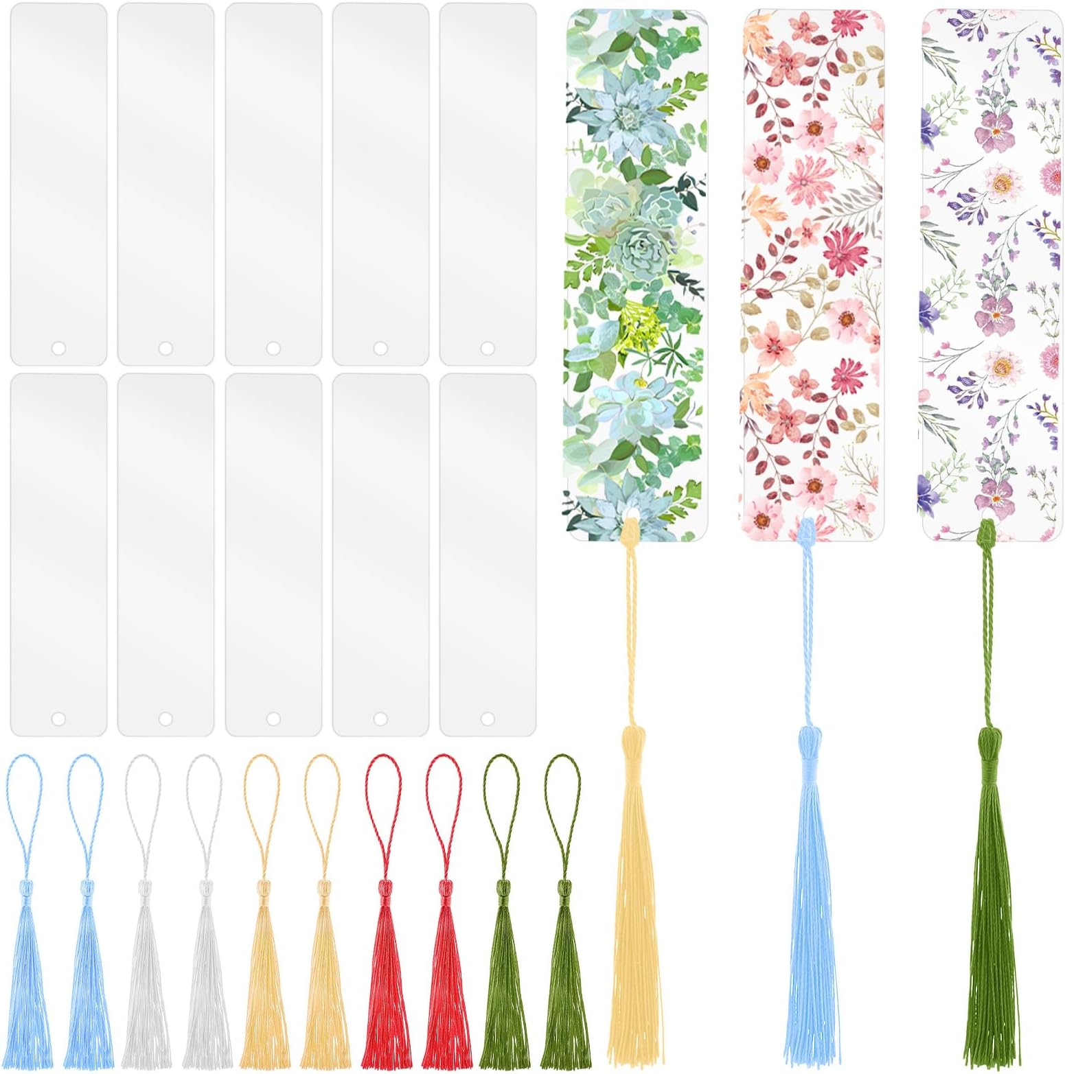 15 pcs Blanks Acrylic Bookmarks with Tassels DIY Blank Bookmarks ...