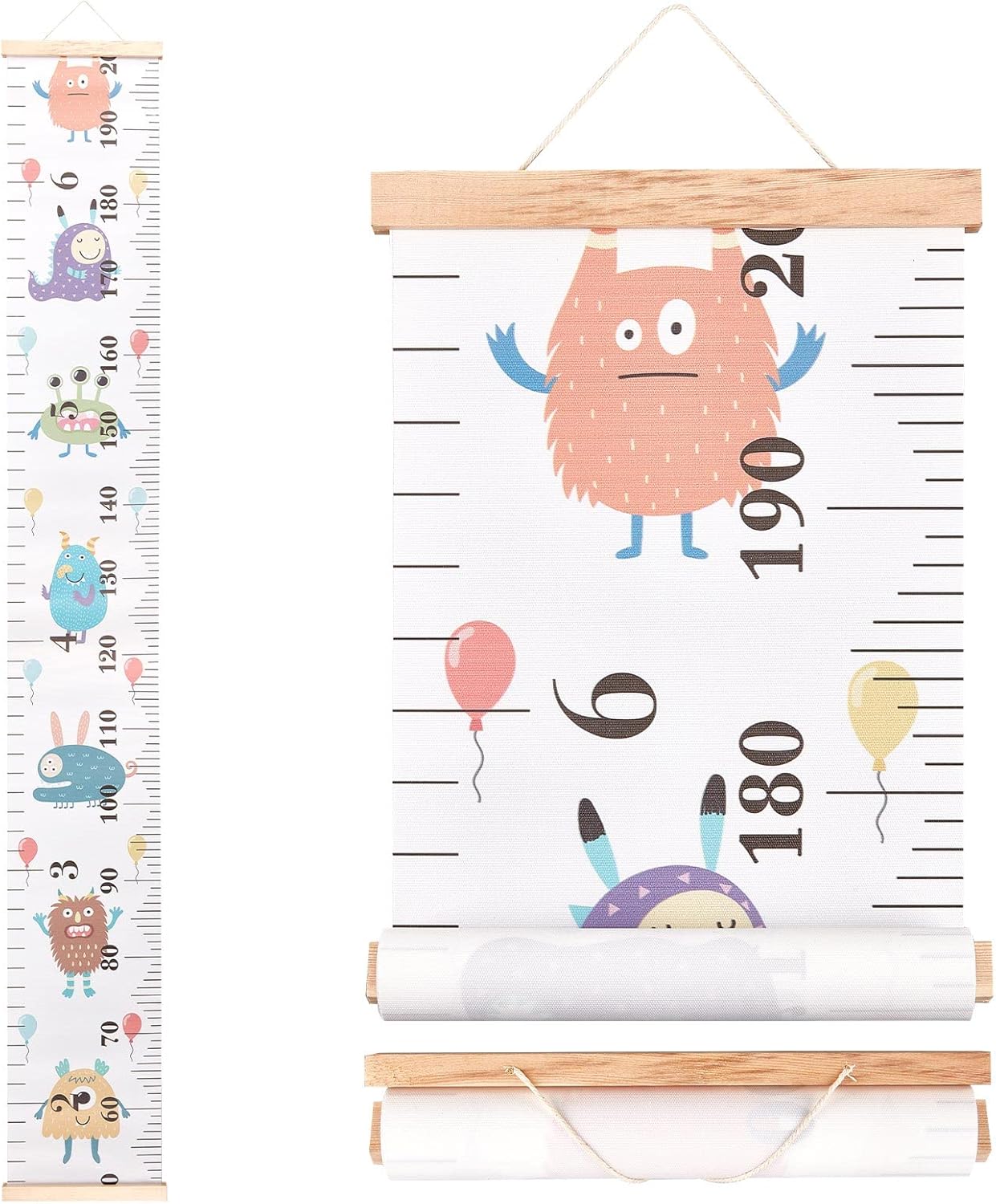 Kids Growth Chart Ruler - Removable Canvas & Wood Height Chart For Wall ...