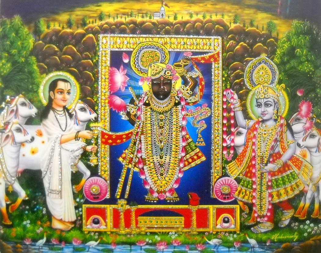 Crafts of India Lord Shrinath poster/Hindu God Poster with Glitter ...