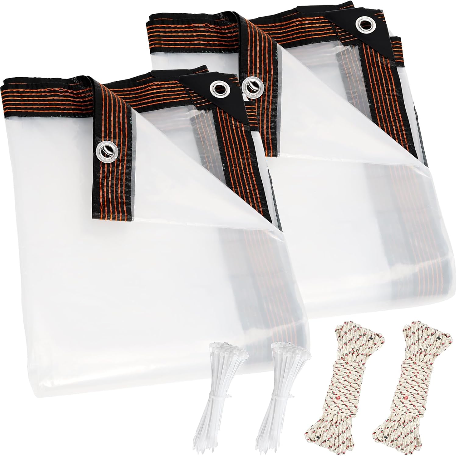 Amazon.com: 2PCS Heavy Duty Clear Tarps for Winter 8x10FT Clear Vinyl ...